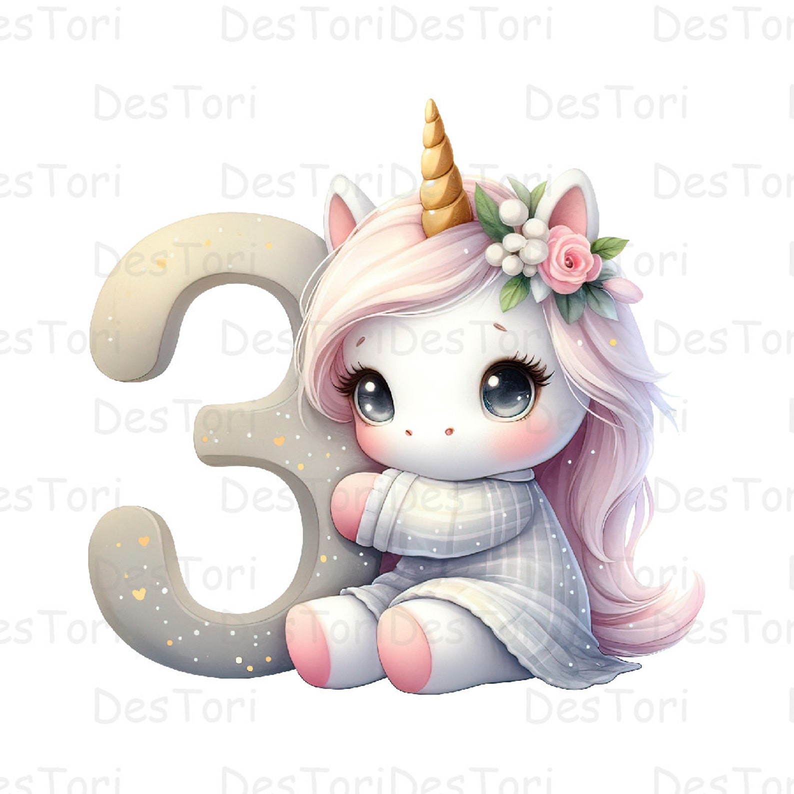 Unicorn Cliparts With Numbers From 0 to 9. Perfect for Kids' Projects ...