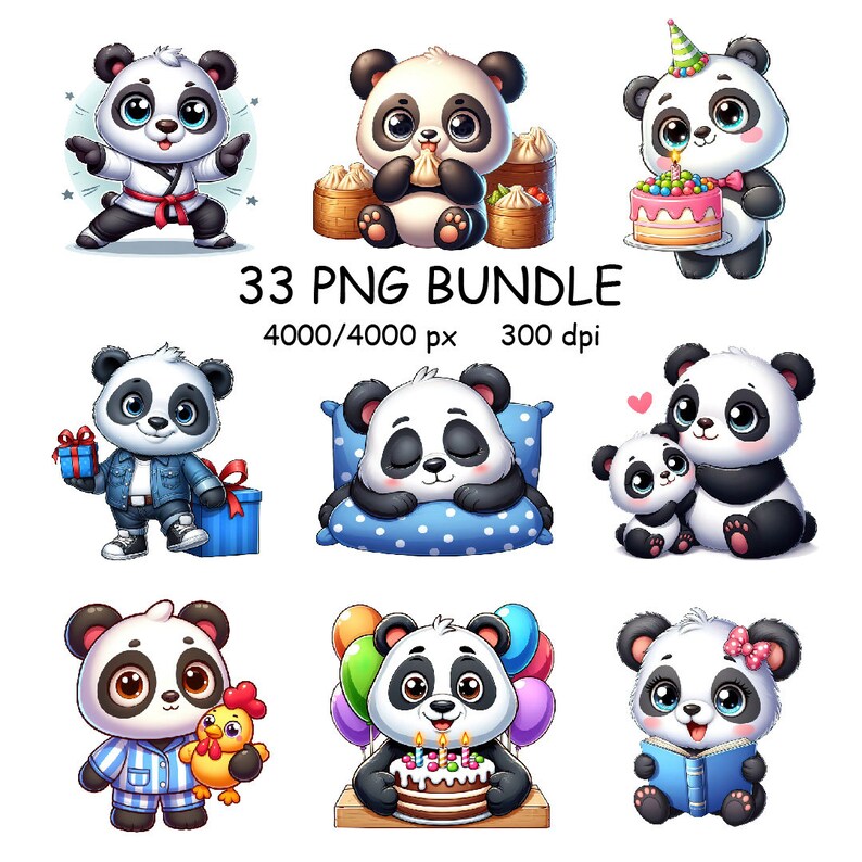 Panda Paradise: Cute PNG Bundle of Panda Illustrations - Perfect for ...