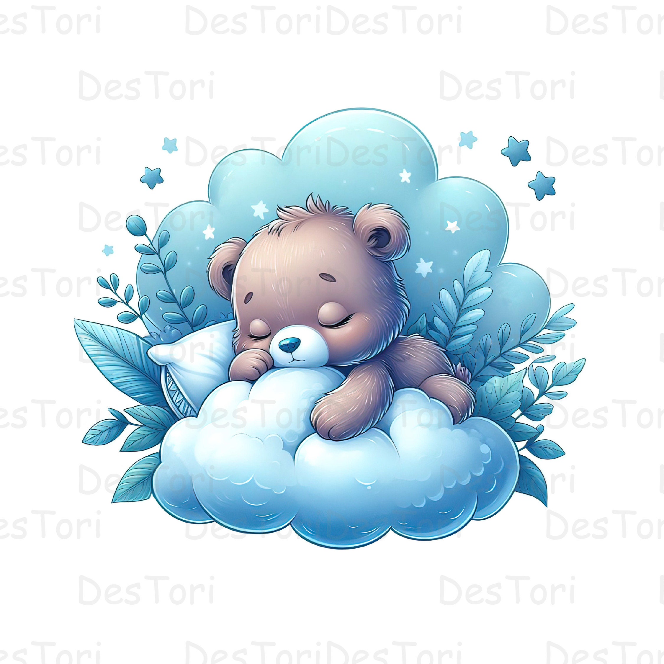 Snuggly Snooze Bears Clipart Set - Cute Sleeping Teddy Bear ...