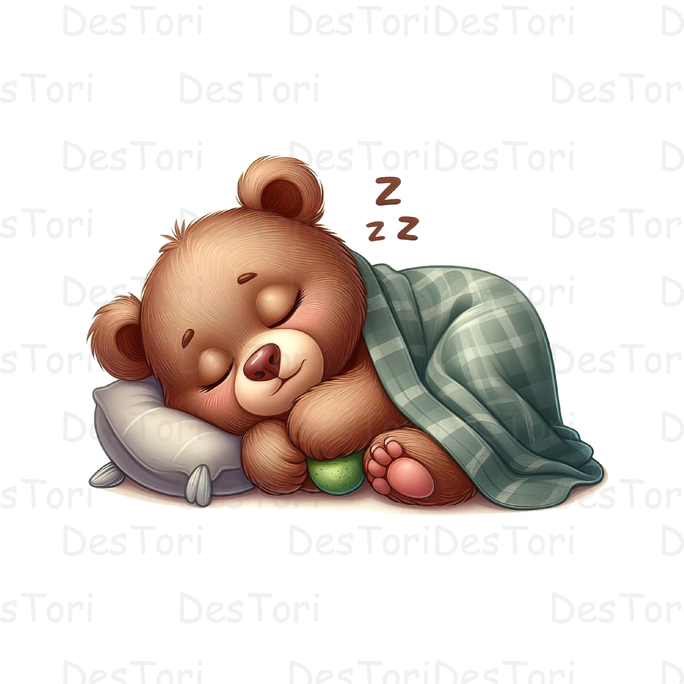 Snuggly Snooze Bears Clipart Set - Cute Sleeping Teddy Bear Illustrations Ideal for Crafts ...