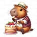 Capybara Clipart Set - Adorable Capybara Baker With a Cake, Festive ...