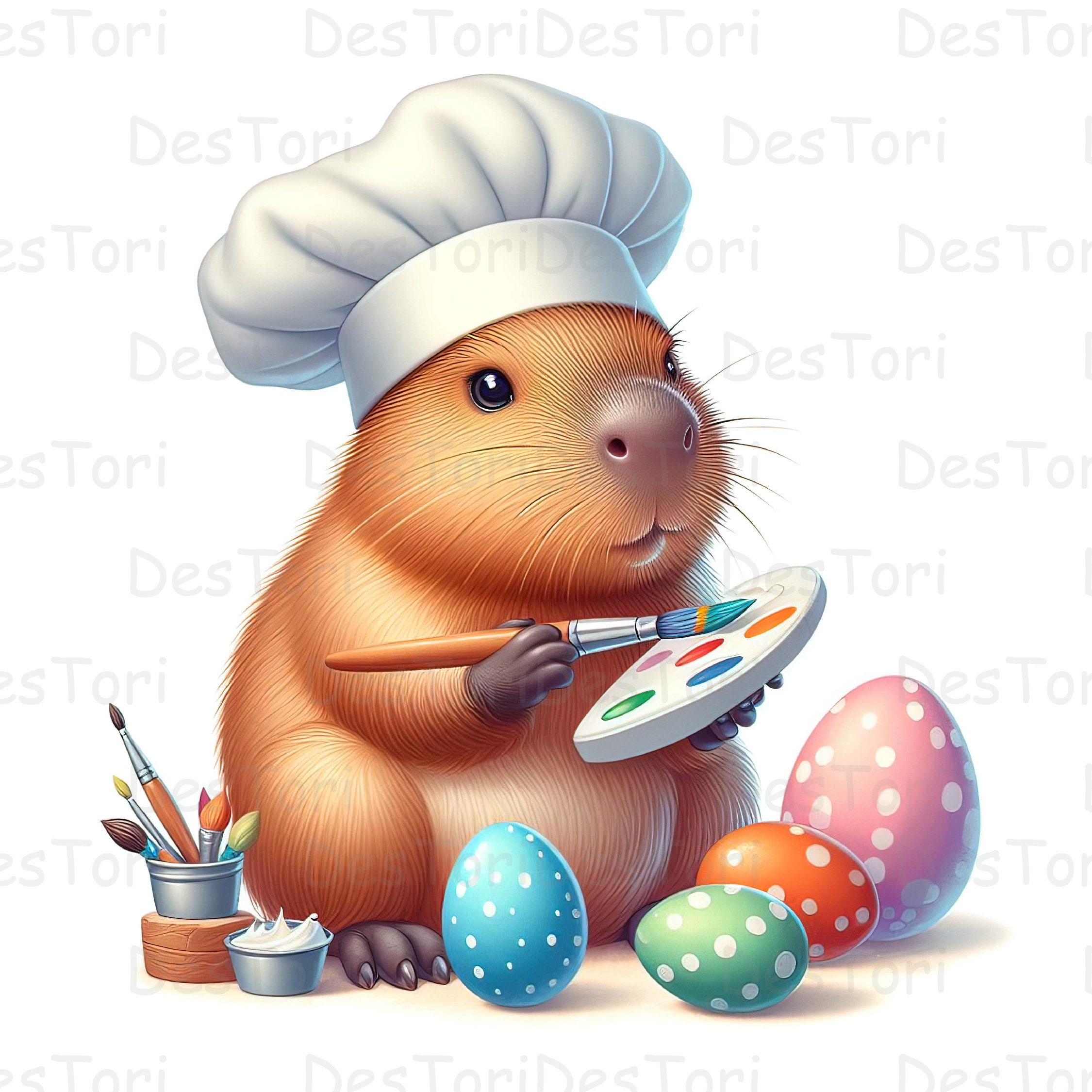 Capybara Clipart Set - Adorable Capybara Baker With a Cake, Festive ...