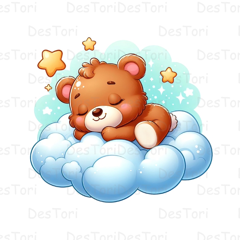 Snuggly Snooze Bears Clipart Set - Cute Sleeping Teddy Bear ...