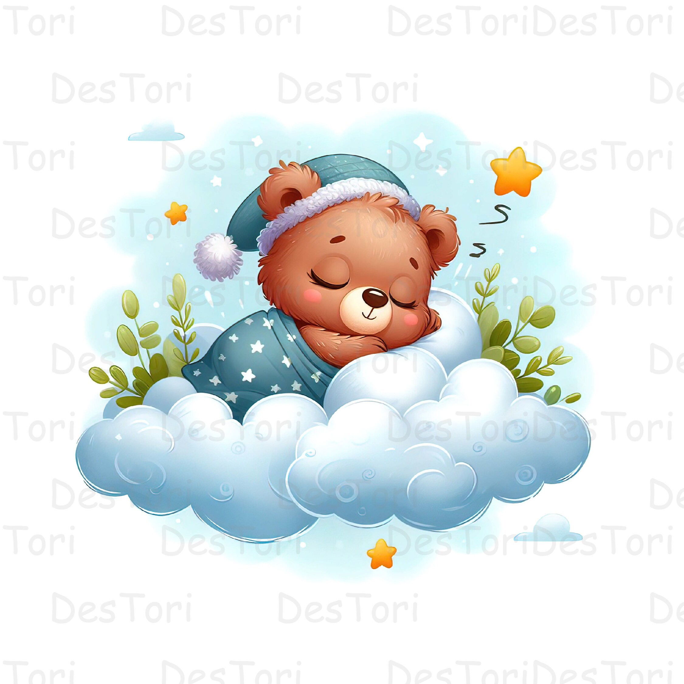 Snuggly Snooze Bears Clipart Set - Cute Sleeping Teddy Bear ...