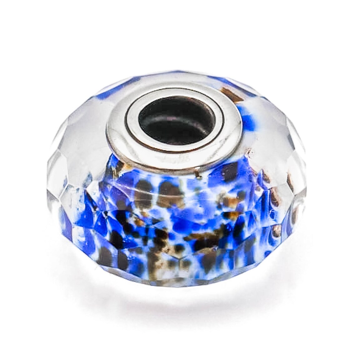 PANDORA RARE Deep Ocean Sea Glass Faceted Murano Glass Sterling Silver ...
