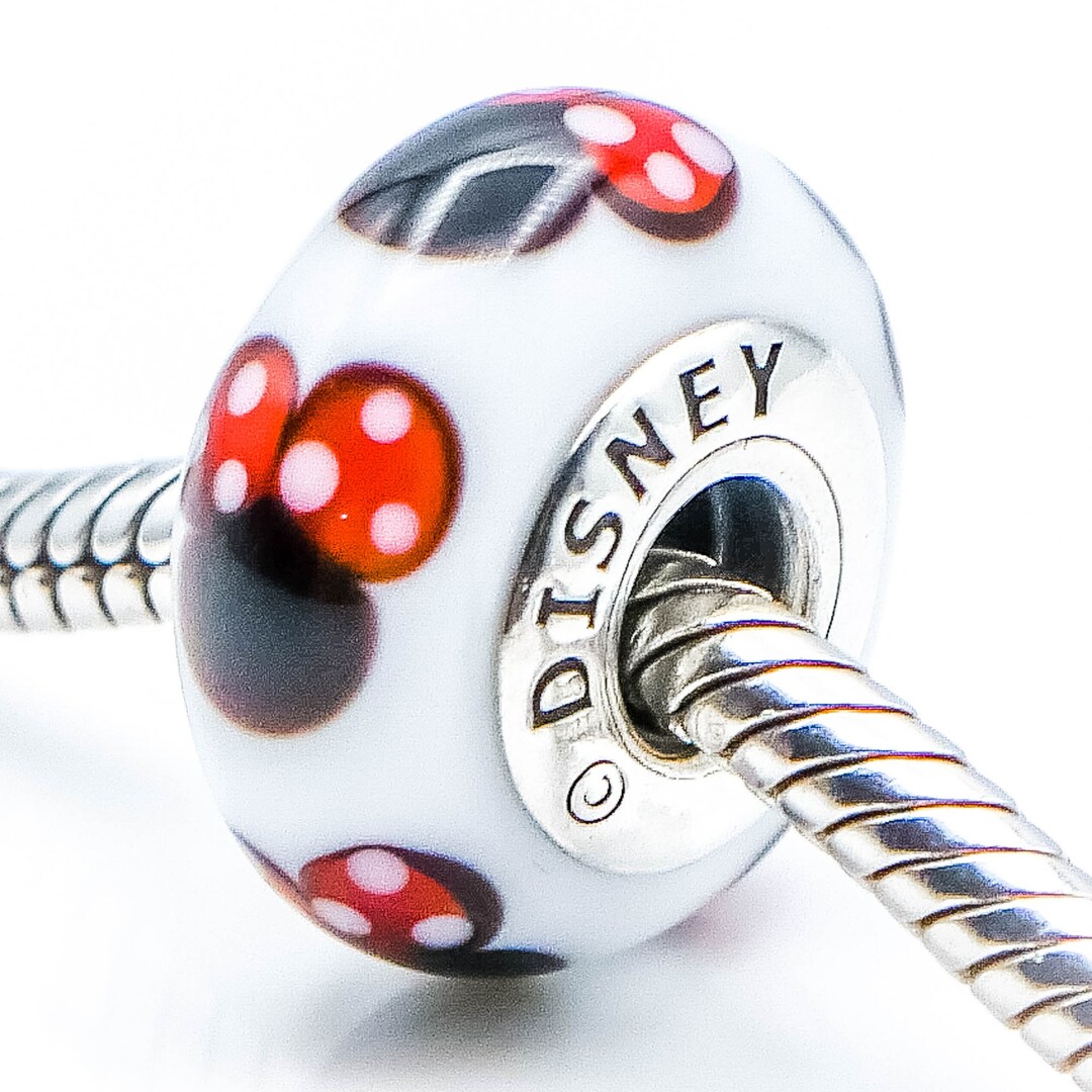PANDORA Disney Classic Minnie Murano Glass Sterling Silver Charm - Etsy