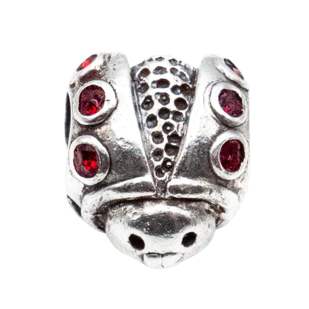 Ladybug Sterling Silver Charm Bead With Red Glass Accents for Bracelets ...