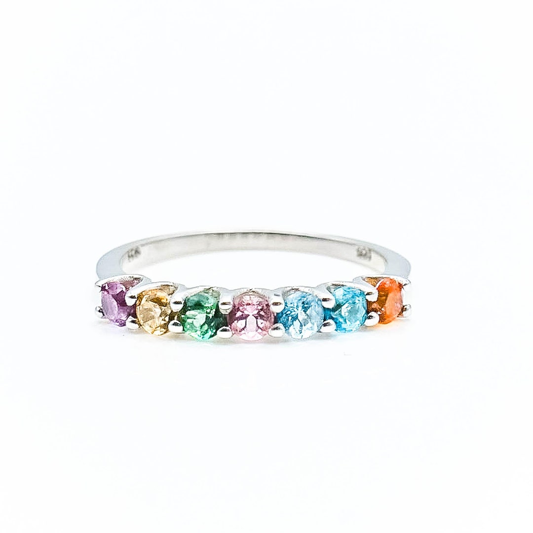 Sterling Silver Multi-color Topaz Ring Size 7 - Etsy UK