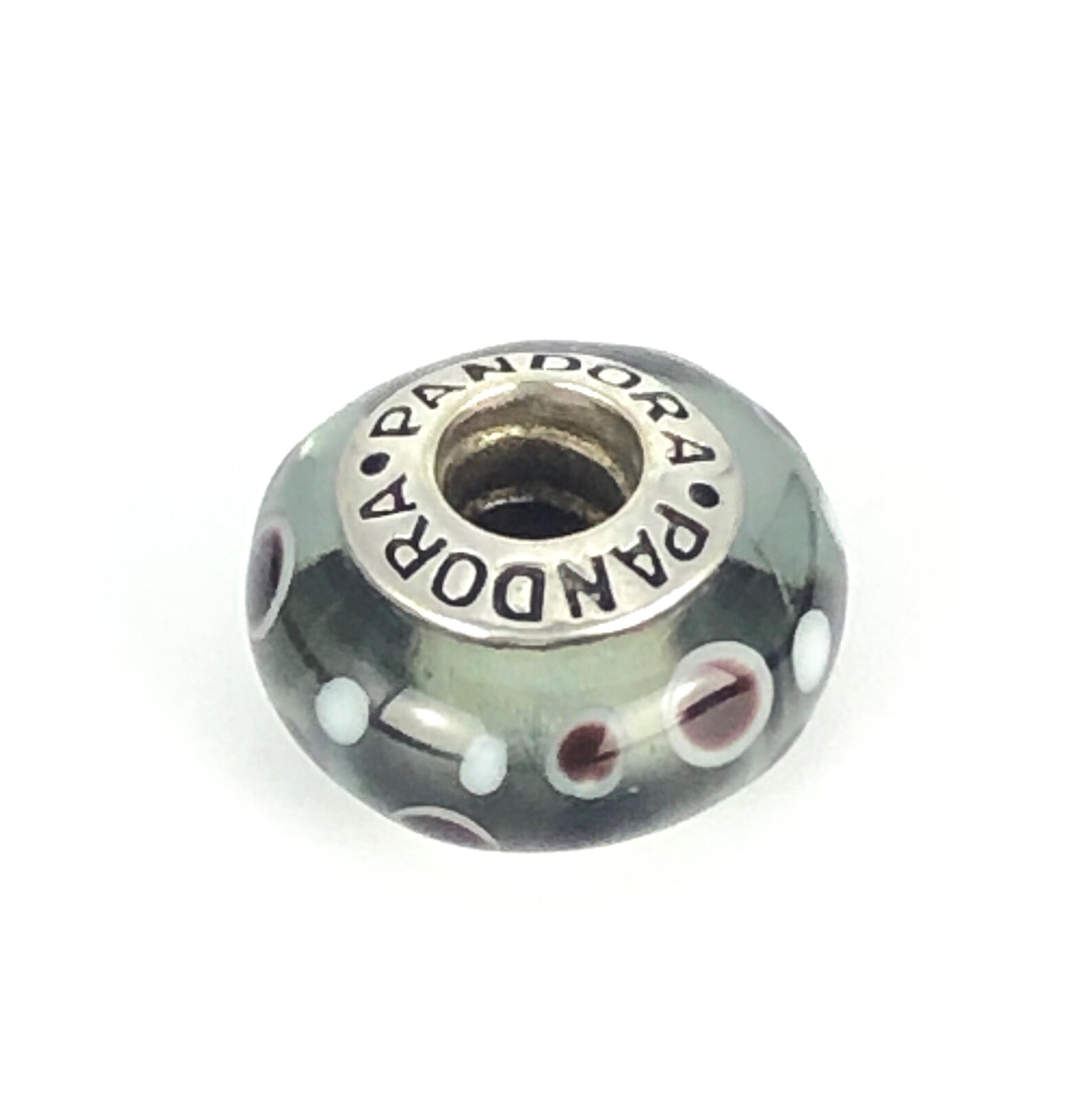 PANDORA Black Bubbles 925 ALE Sterling Silver Charm Murano Glass Bead ...