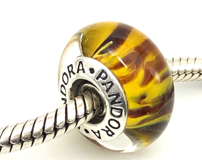 PANDORA Bengal Tiger Murano Glass Sterling Silver Charm - Etsy