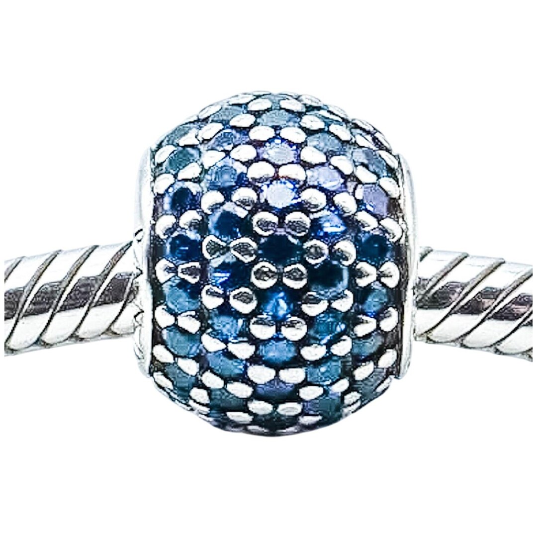 Pandora Blue Pave Lights Sterling Silver Charm Bead With Blue Nano ...