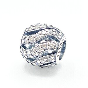 PANDORA Winter Wisp Pave Sterling Silver Charm With Clear Pave Zirconia ...