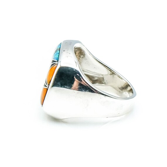 Sterling Silver Native American Inlay Ring Size 7 - Gem
