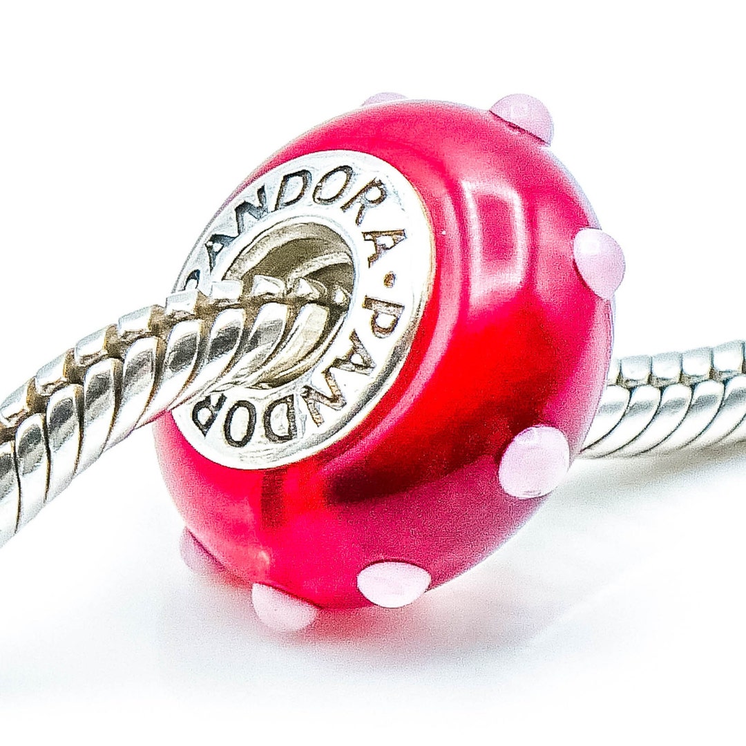 PANDORA RARE Seeing Spots Red and White Murano Glass Sterling Silver ...