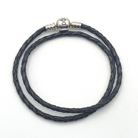 New Genuine Pandora Moments Double Woven Black Leather