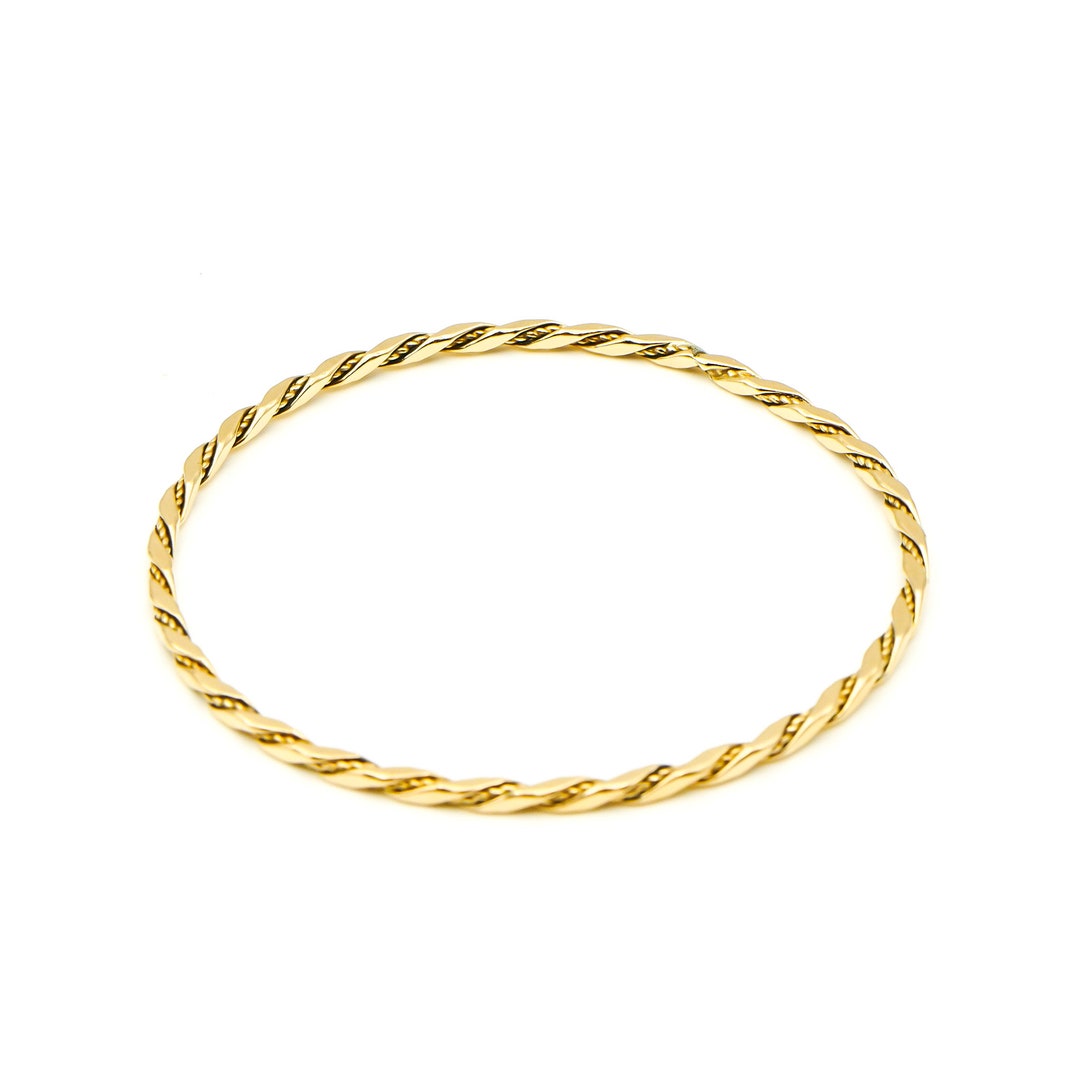 13K Yellow Gold Twisted Bangle Bracelet Size 8.3 Inches - Etsy