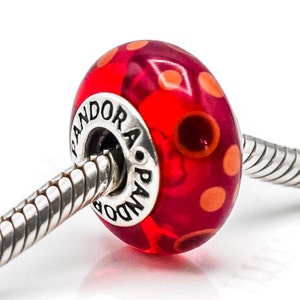 PANDORA Red Bubbles Murano Glass Sterling Silver Chamr - Etsy