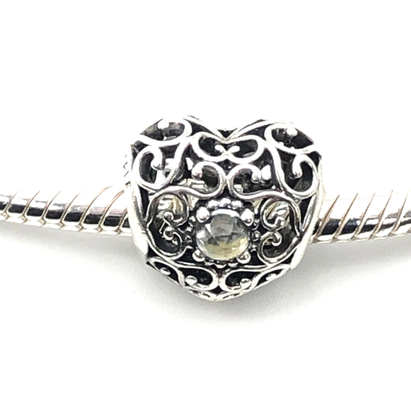 PANDORA April Signature Heart Sterling Silver April Birthstone | Etsy