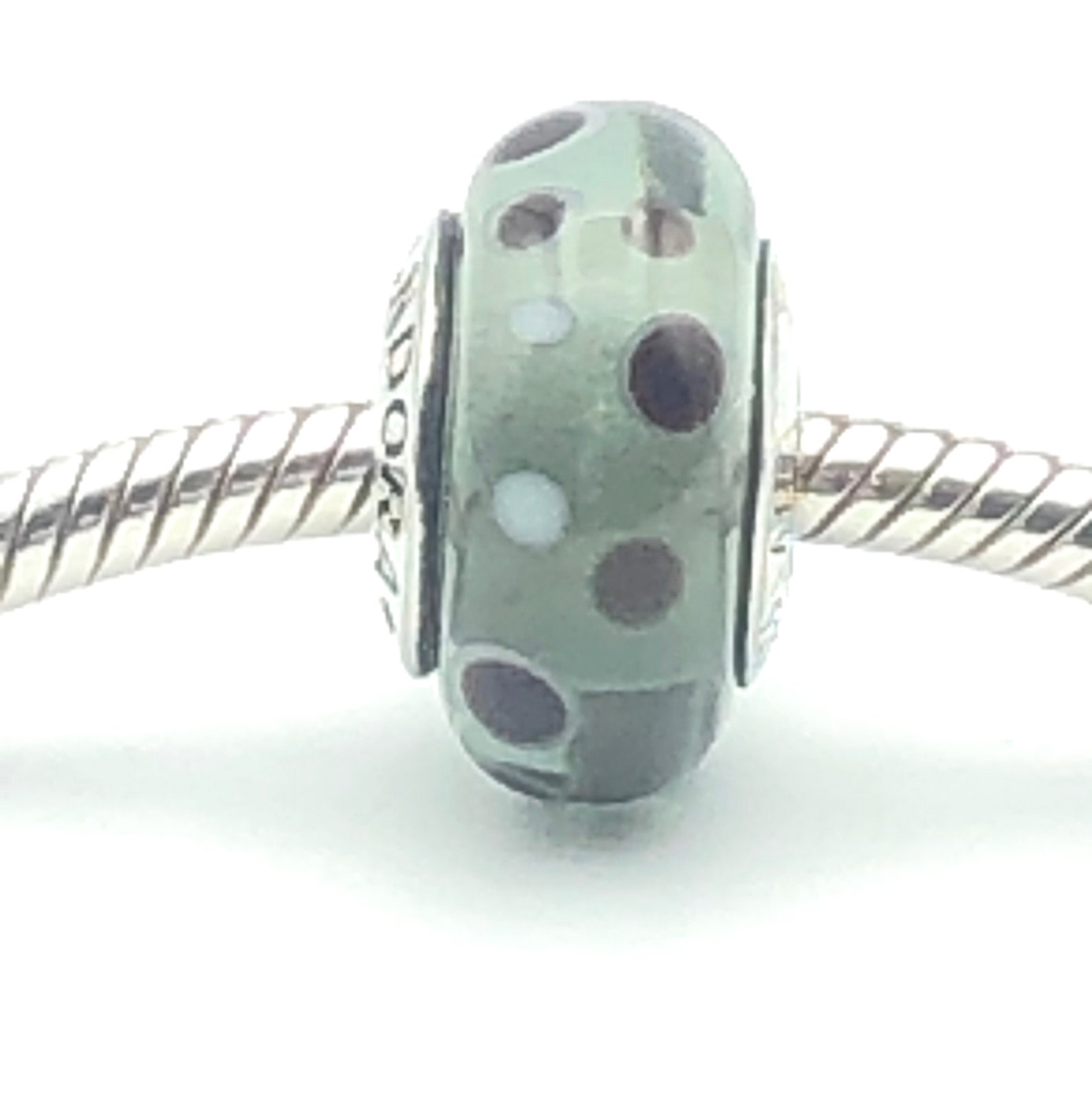 PANDORA Black Bubbles 925 ALE Sterling Silver Charm Murano Glass Bead ...