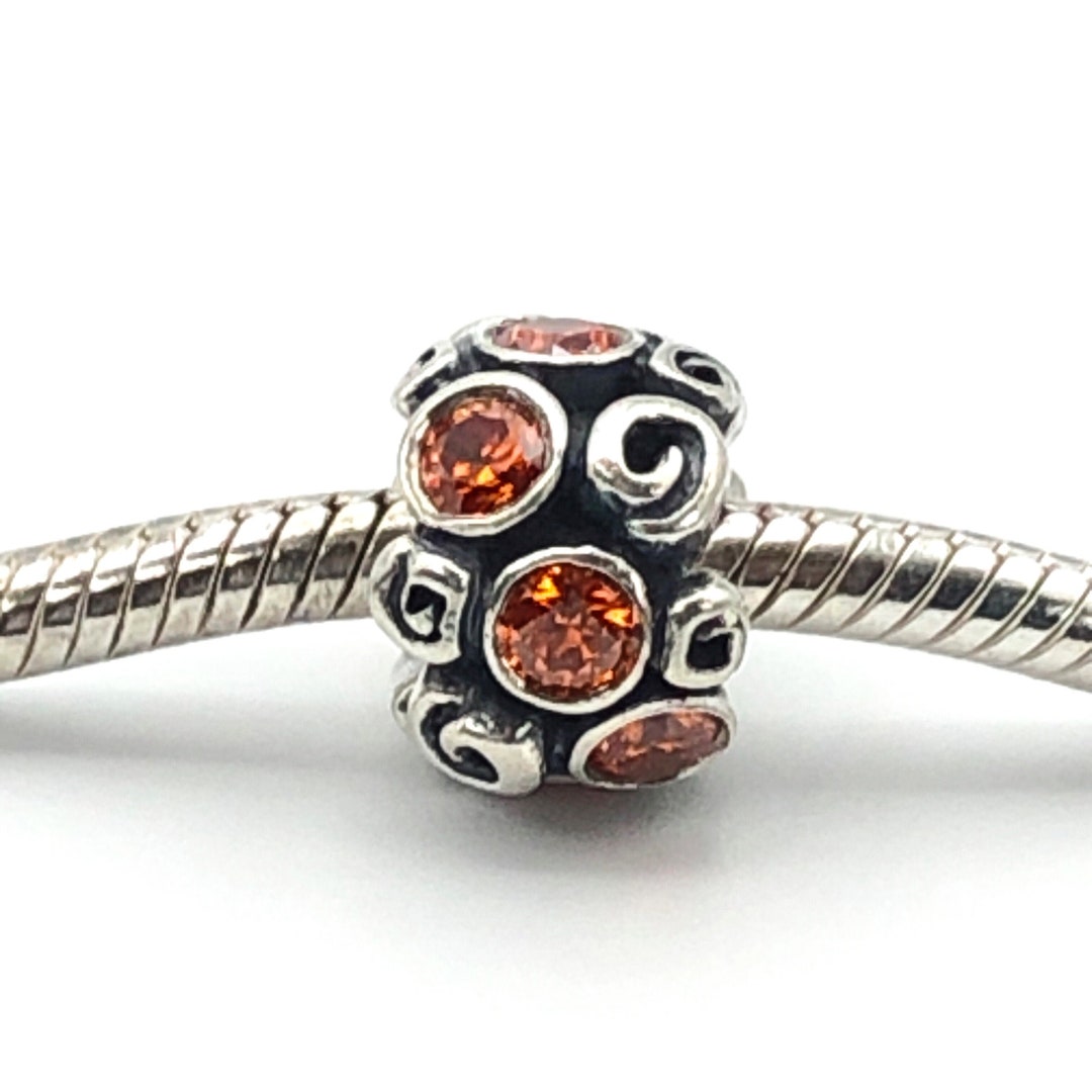 PANDORA Orange Primrose Path Sterling Silver Charm With Orange Zirconia ...