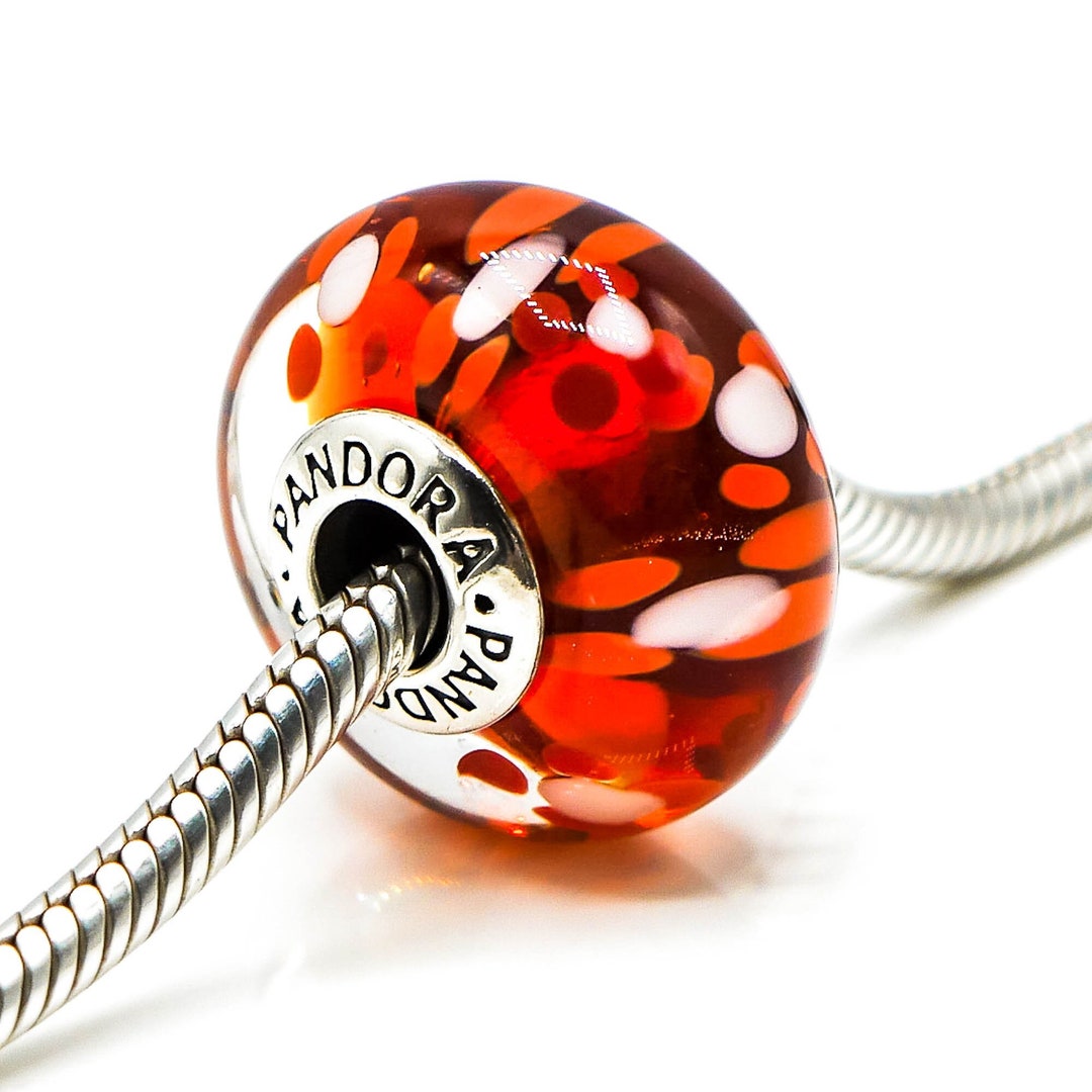 Pandora Xl Orange Blossom Murano Glass Sterling Silver Charm - Etsy