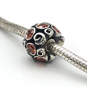 PANDORA Orange Primrose Path Sterling Silver Charm With Orange Zirconia ...