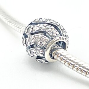 PANDORA Winter Wisp Pave Sterling Silver Charm With Clear Pave Zirconia ...