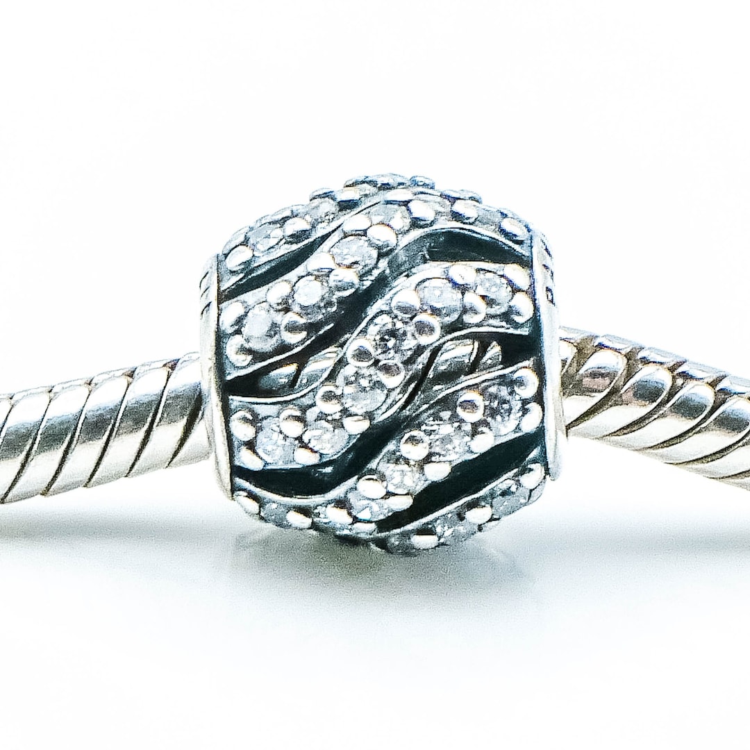 PANDORA Winter Wisp Pave Sterling Silver Charm With Clear Pave Zirconia ...