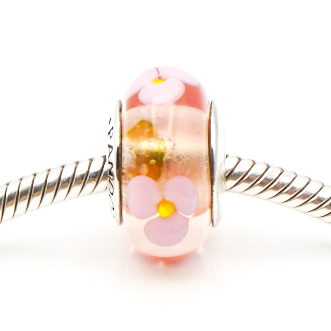 Pandora Pink Flowers Sterling Silver Pink Murano Glass Charm - Etsy