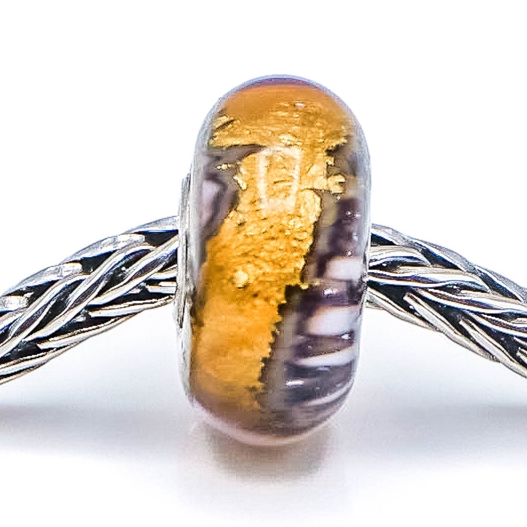TROLLBEADS Golden Cave Glass Bead Sterling Silver Charm With 22K Gold ...
