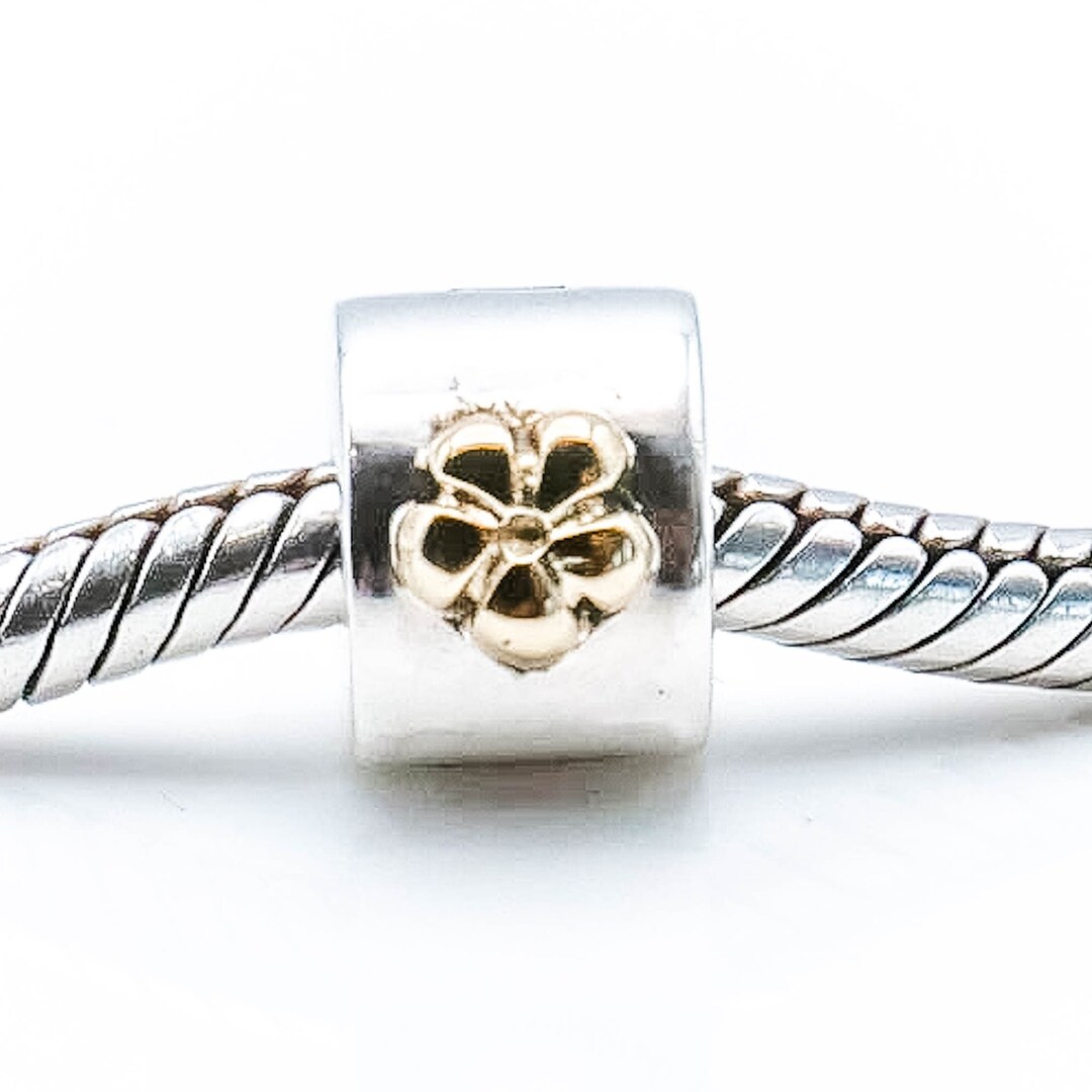 Pandora Gold Flower Sterling Silver Clip Charm With 14K Gold Flowers - Etsy