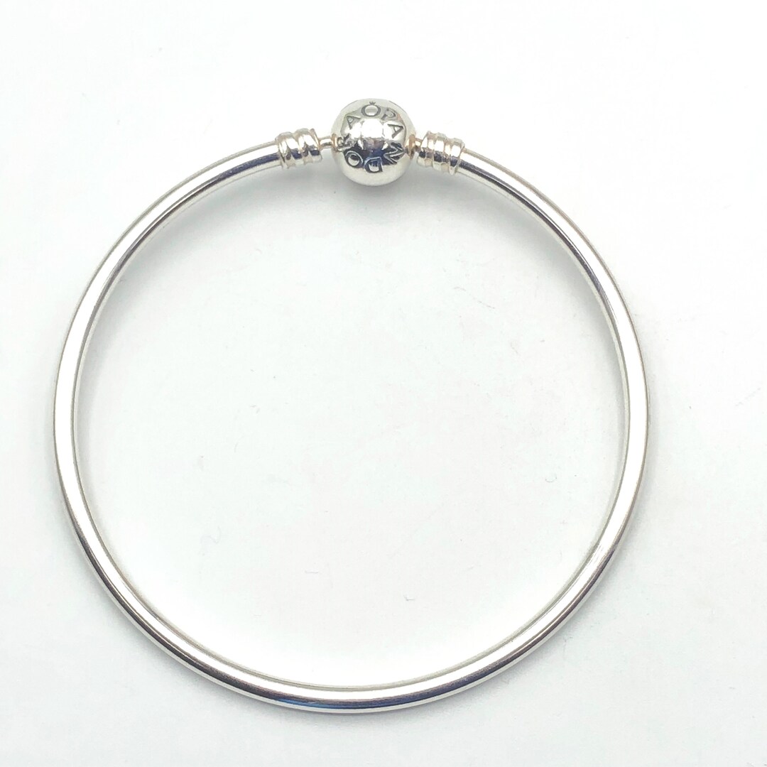 PANDORA Sterling Bangle Bracelet With Pandora Clasp - Etsy