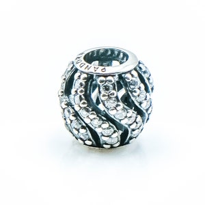 PANDORA Winter Wisp Pave Sterling Silver Charm With Clear Pave Zirconia ...