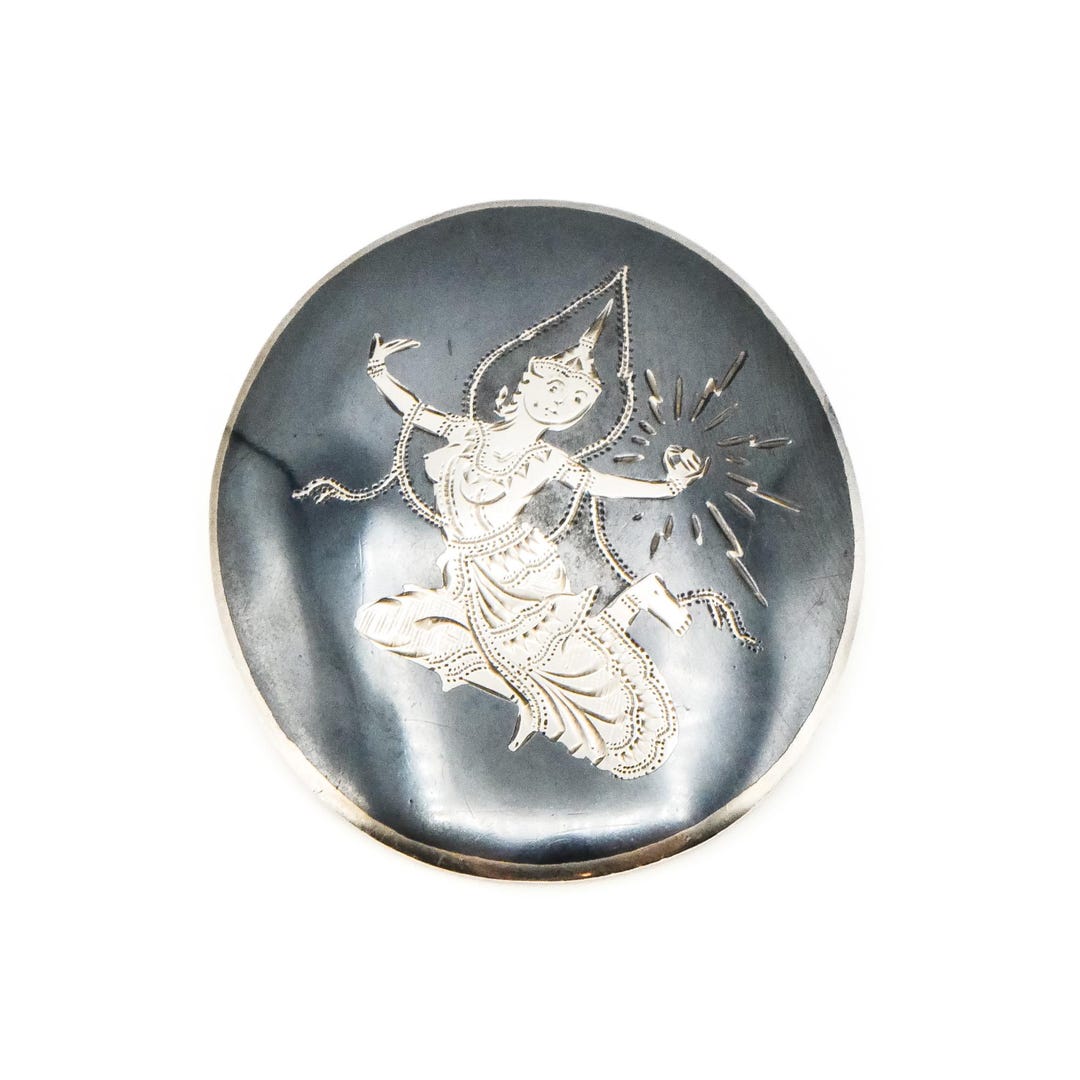 Vintage SIAM Sterling Silver Manimekhala Goddess of Lightning Brooch ...