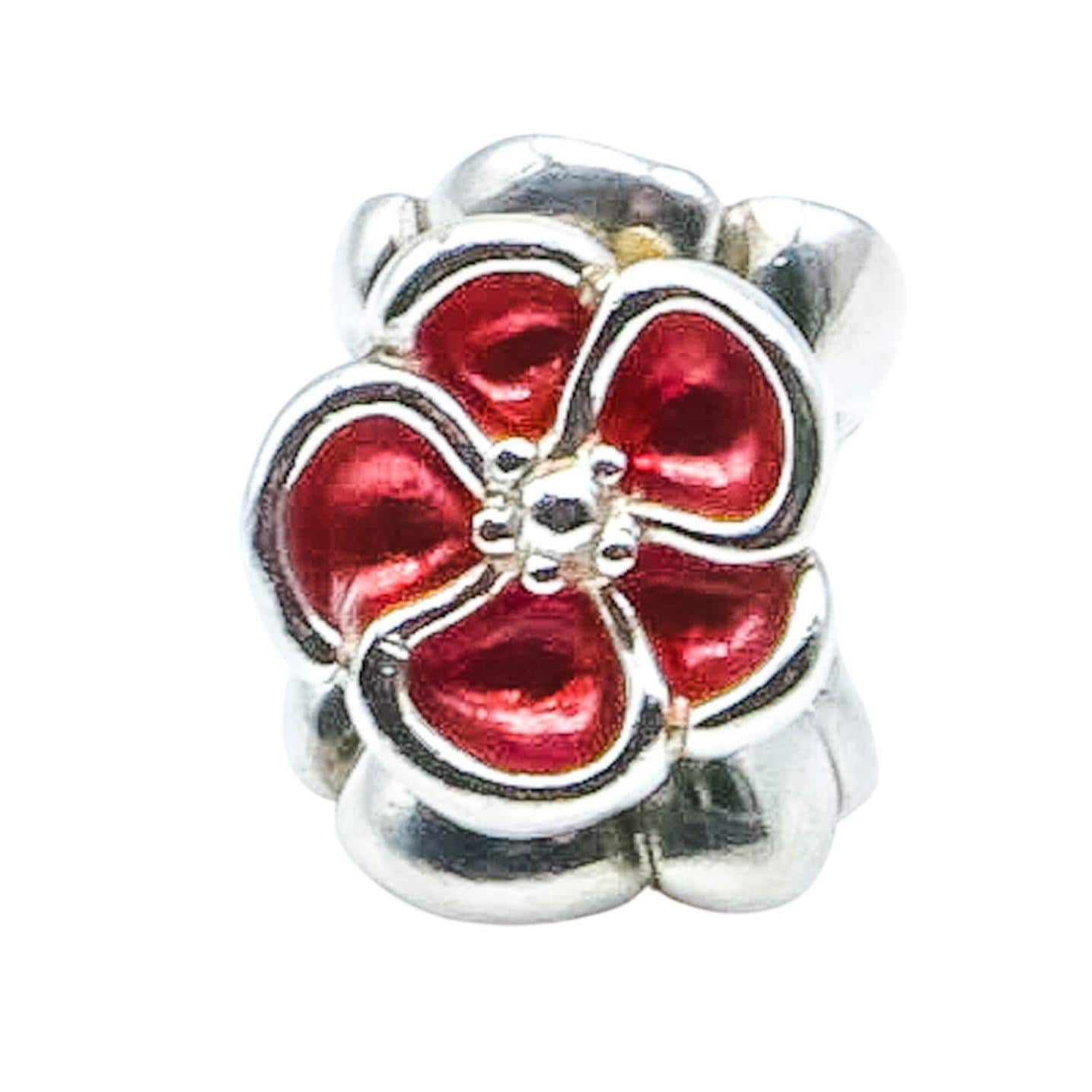 Pandora Rare Red Poppy Fallen Soldier British Rose Sterling Silver ...