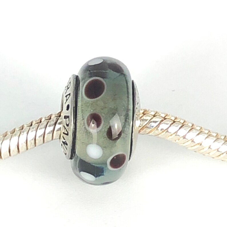 PANDORA Black Bubbles 925 ALE Sterling Silver Charm Murano Glass Bead ...