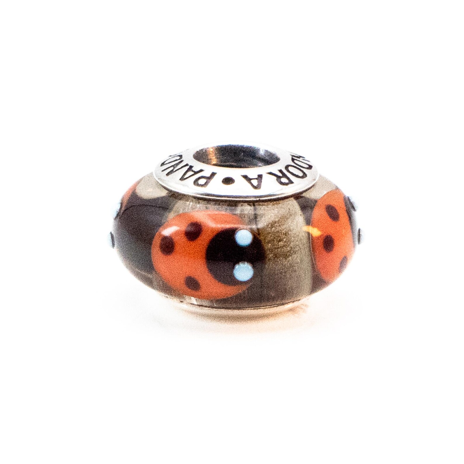 Pandora Rare Cinnamon Ladybugs Murano Glass Charm With Sterling Silver ...