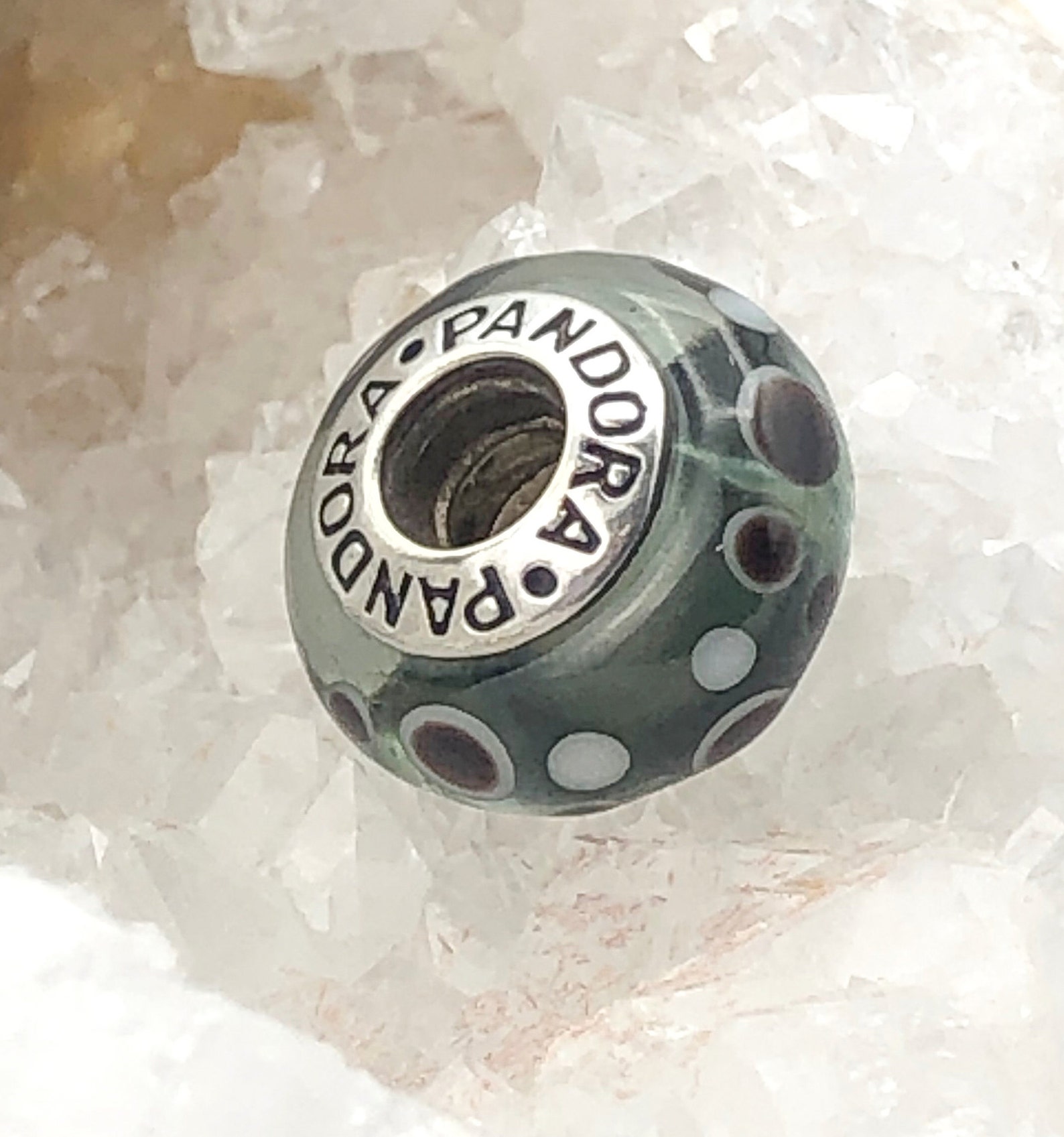 PANDORA Black Bubbles 925 ALE Sterling Silver Charm Murano Glass Bead ...