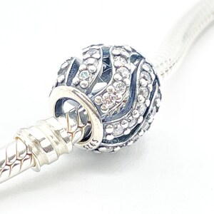 PANDORA Winter Wisp Pave Sterling Silver Charm With Clear Pave Zirconia ...