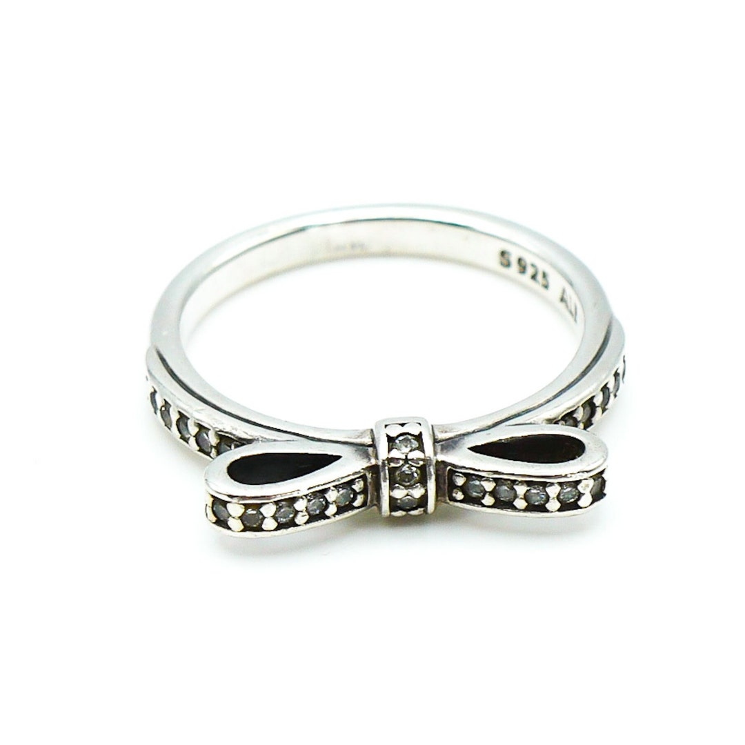 PANDORA Sparkling Bow Sterling Silver Ring With Clear Zirconia - Etsy