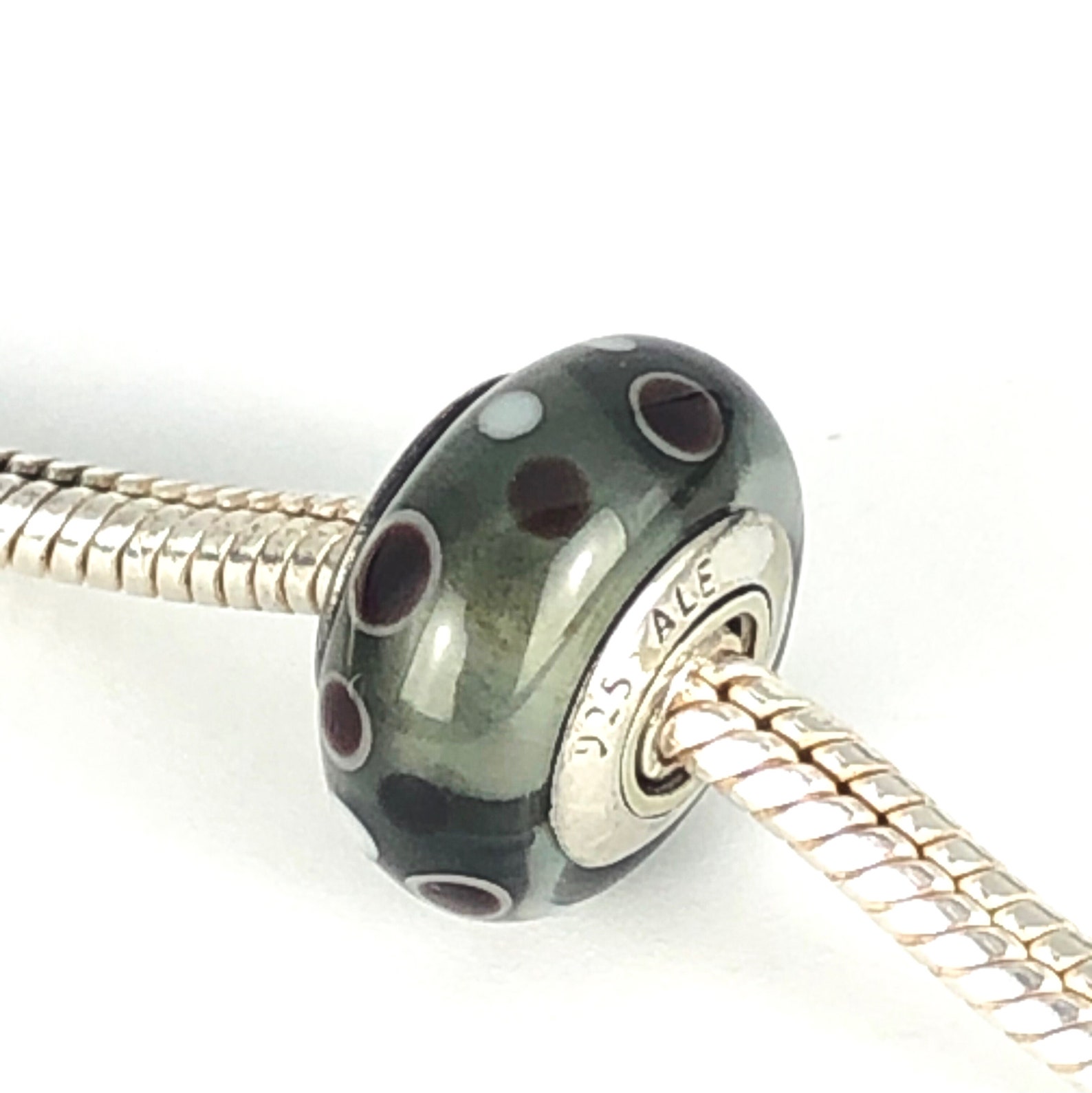 PANDORA Black Bubbles 925 ALE Sterling Silver Charm Murano Glass Bead ...