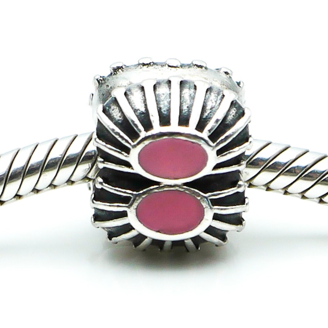 PANDORA Pink Enamel One of A Kind Sterling Silver Clip Charm With Pink ...