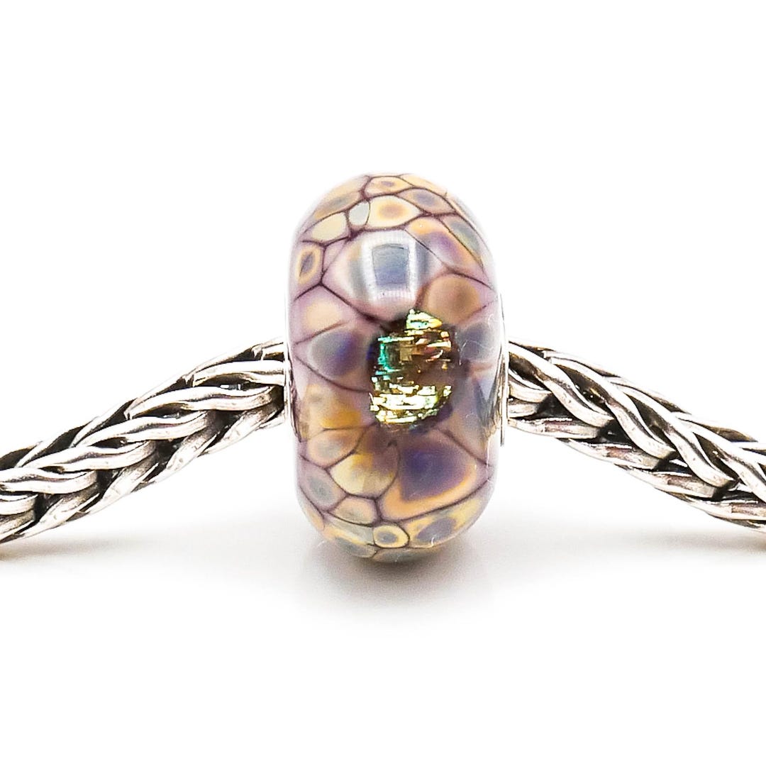 Trollbeads Purple Flower Mosaic Glass Bead Sterling Silver Core Charm ...