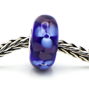 TROLLBEADS RARE Purple Double Flower Glass Bead Sterling Silver Core ...