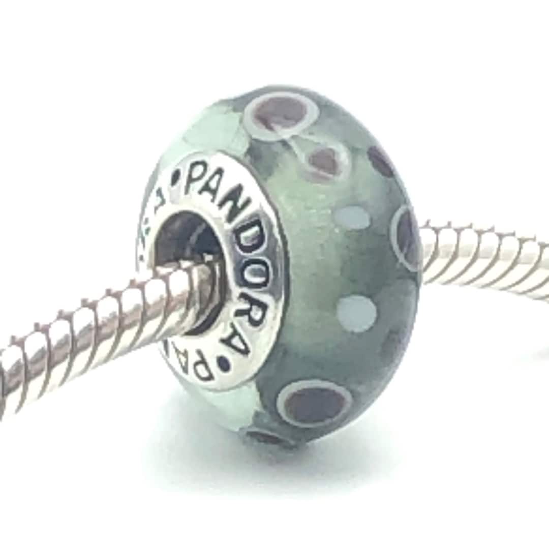 PANDORA Black Bubbles 925 ALE Sterling Silver Charm Murano Glass Bead ...