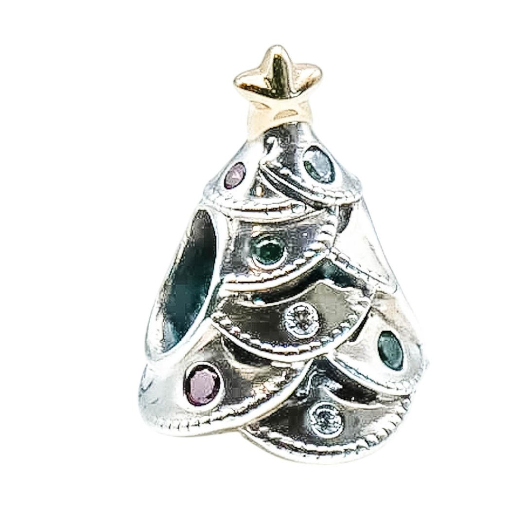 Pandora Festive Christmas Tree With 14K Gold Star and Red, Green, Clear ...