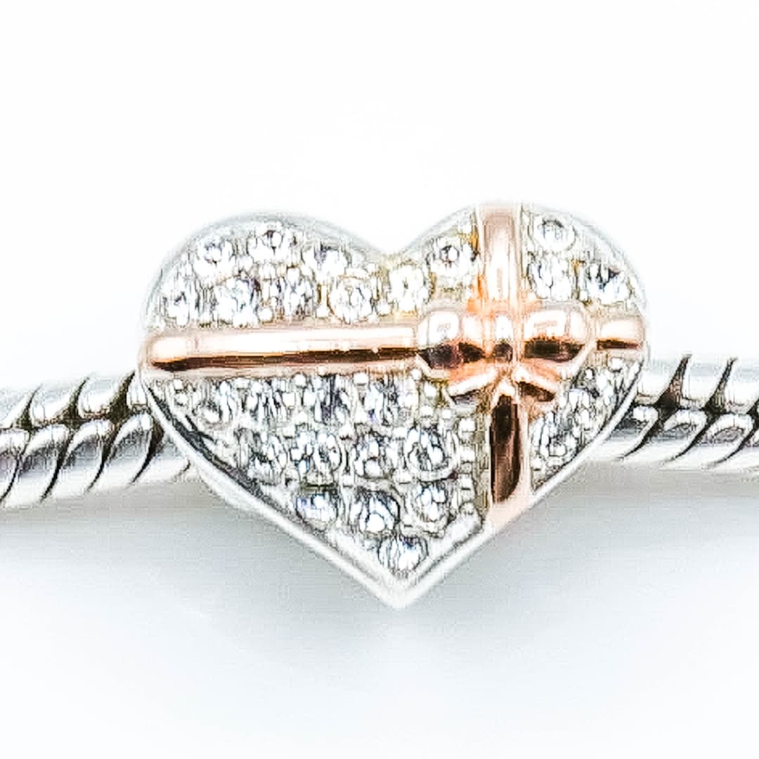 CHAMILIA Heart of Gold Sterling Silver Charm With Rose Gold - Etsy