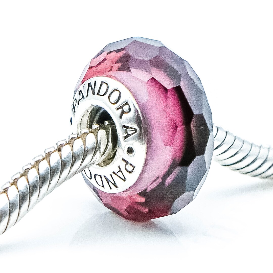 PANDORA Purple Fascinating Faceted Murano Glass Sterling Silver Charm ...