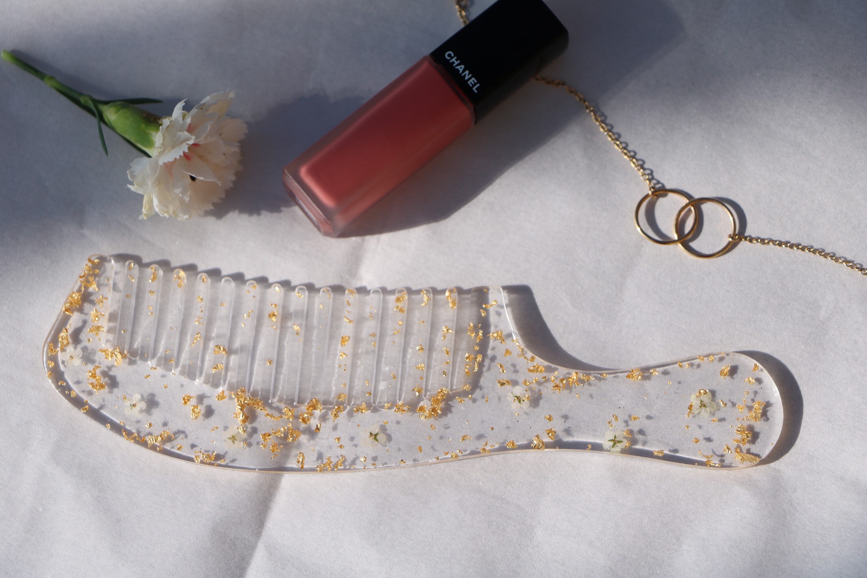 Handmade resin comb with dried flowers gift idea for women or | Etsy