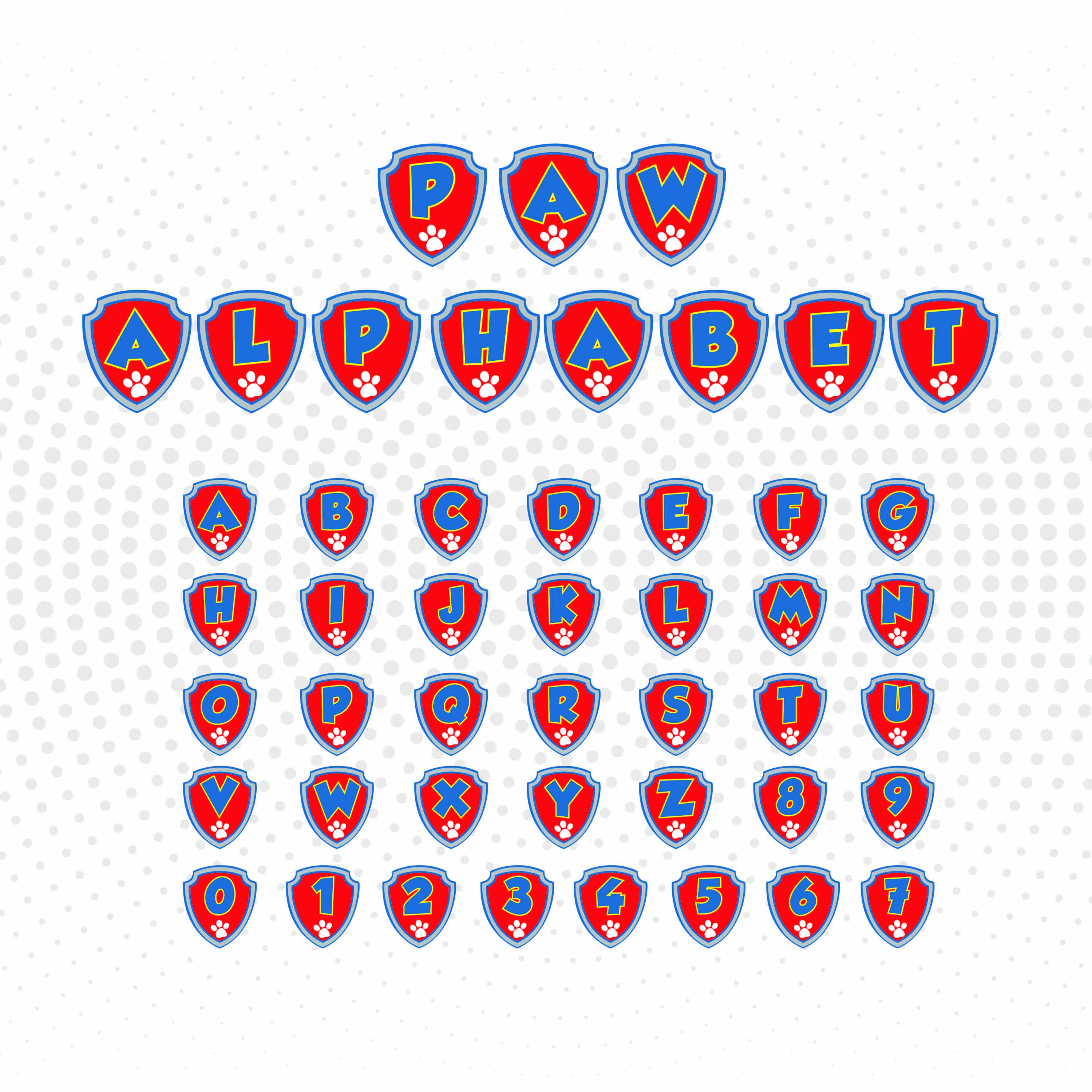 Paw Patrol Alphabet Svg